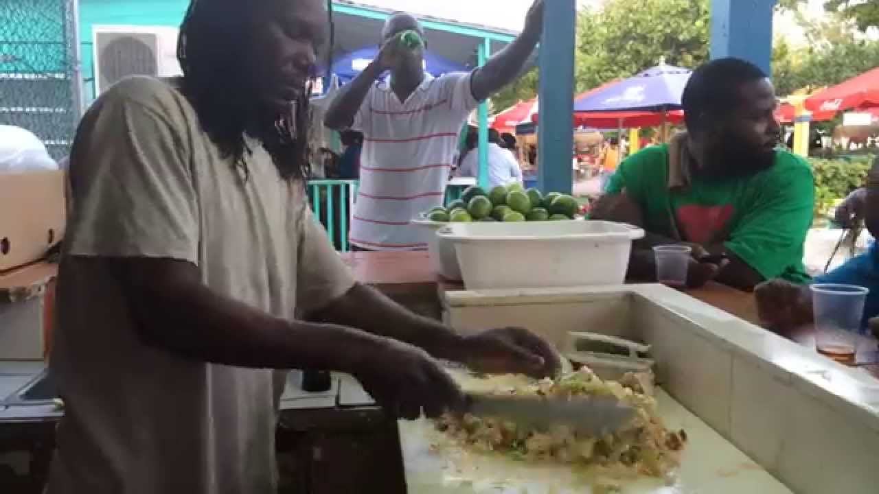 Bahamian Conch Salad w/ "Rasta" | Fish Fry | Nassau - YouTube