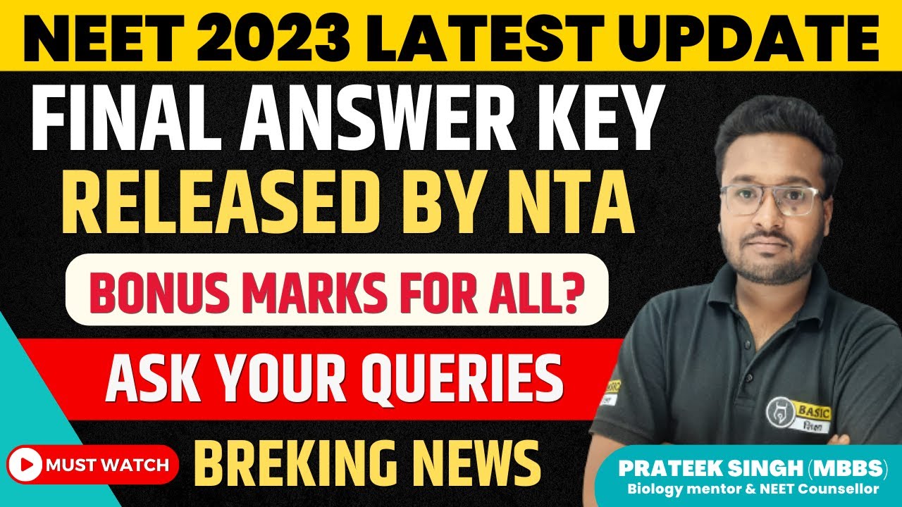 NEET official answer key Released By NTA | NEET 2023 official answer ...