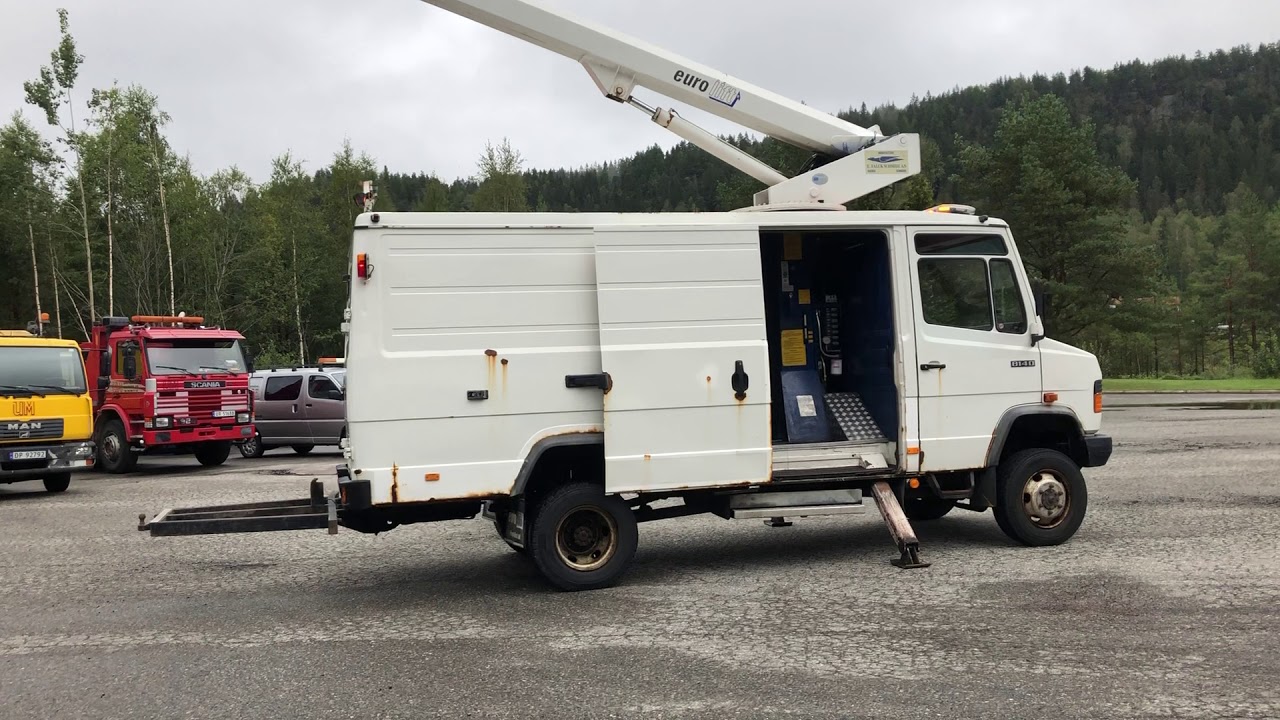 LIftbil Mercedes Benz 814 DA/37 selges på klaravik.no - YouTube