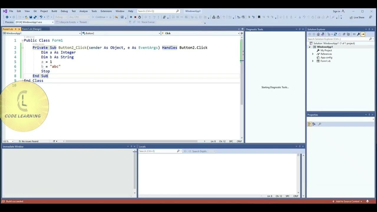 Vb Exception Handling Local Window Codelearning Youtube
