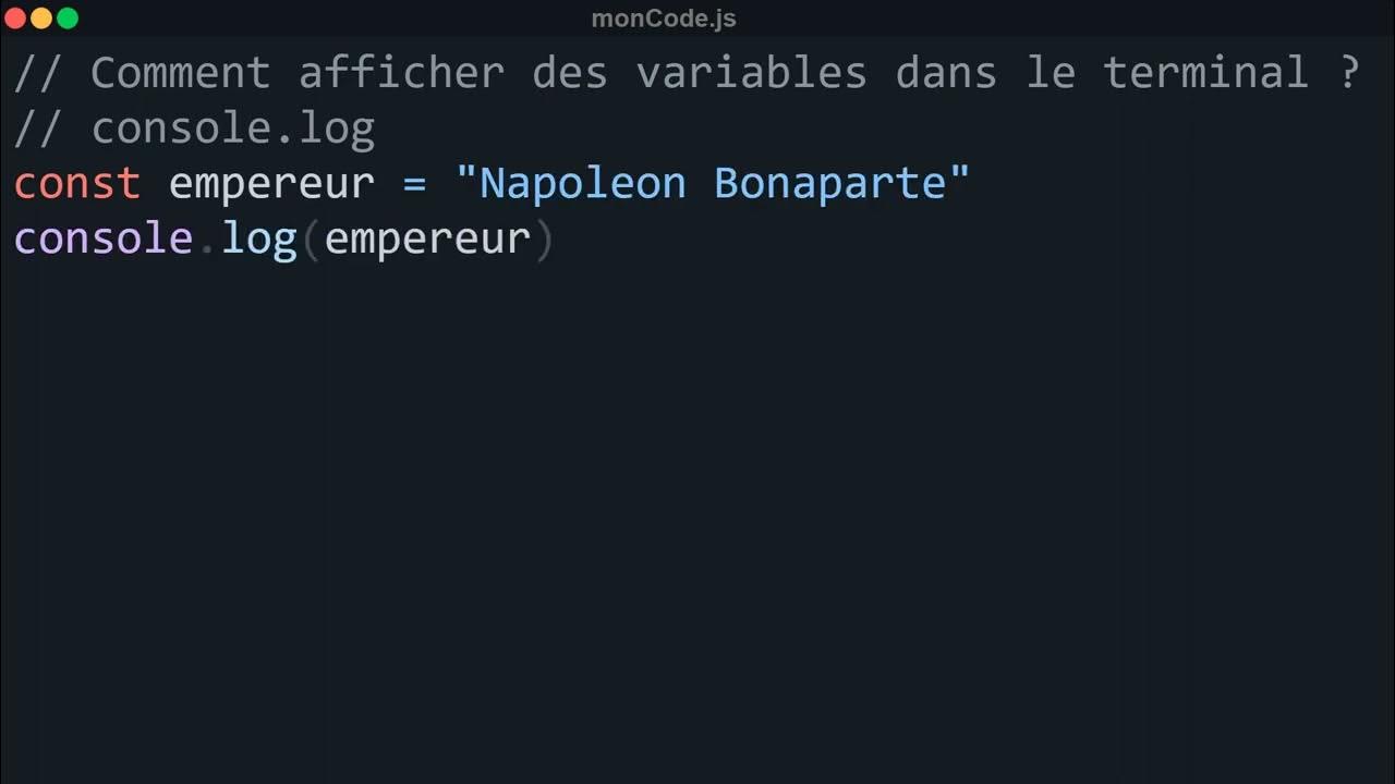 Afficher une variable à l'écran avec console.log - YouTube