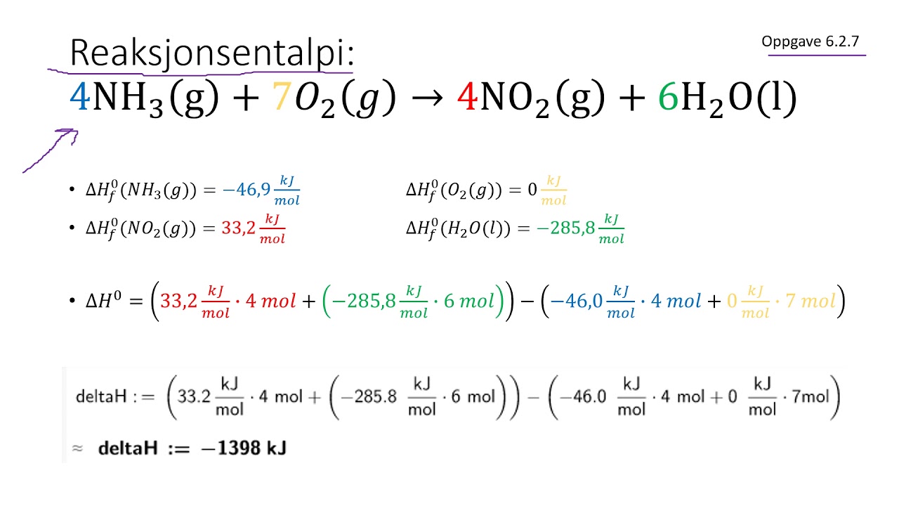 Kjemi 1 - Entalpi og entropi regneeksempler - YouTube