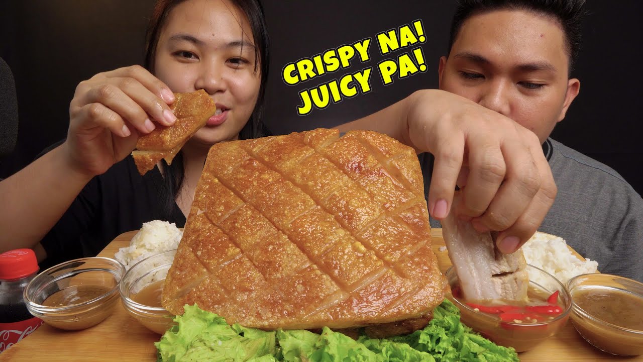 SUPER JUICY and CRISPY PORK BELLY SLAB MUKBANG - YouTube