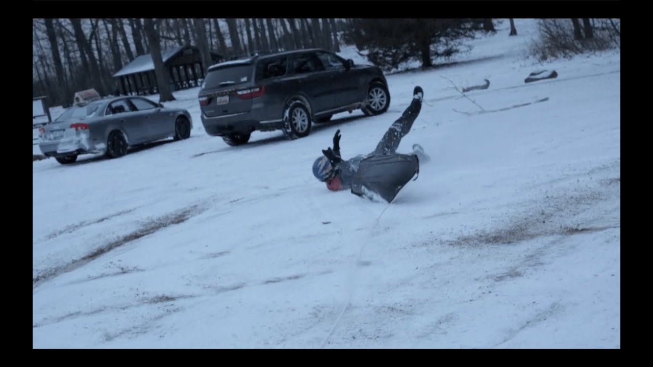Sledding Behind Cars - YouTube