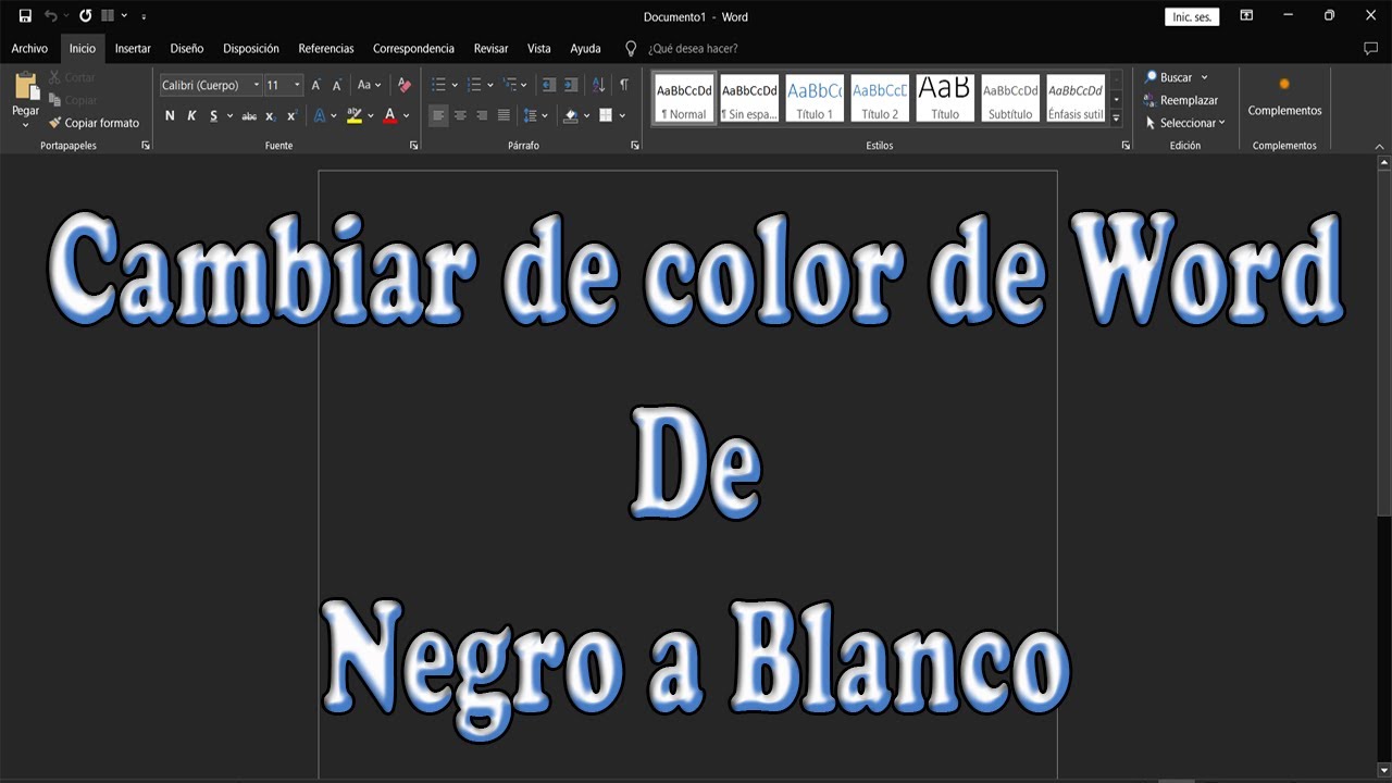 Cambiar de Color de Negro a Blanco (Word) - YouTube