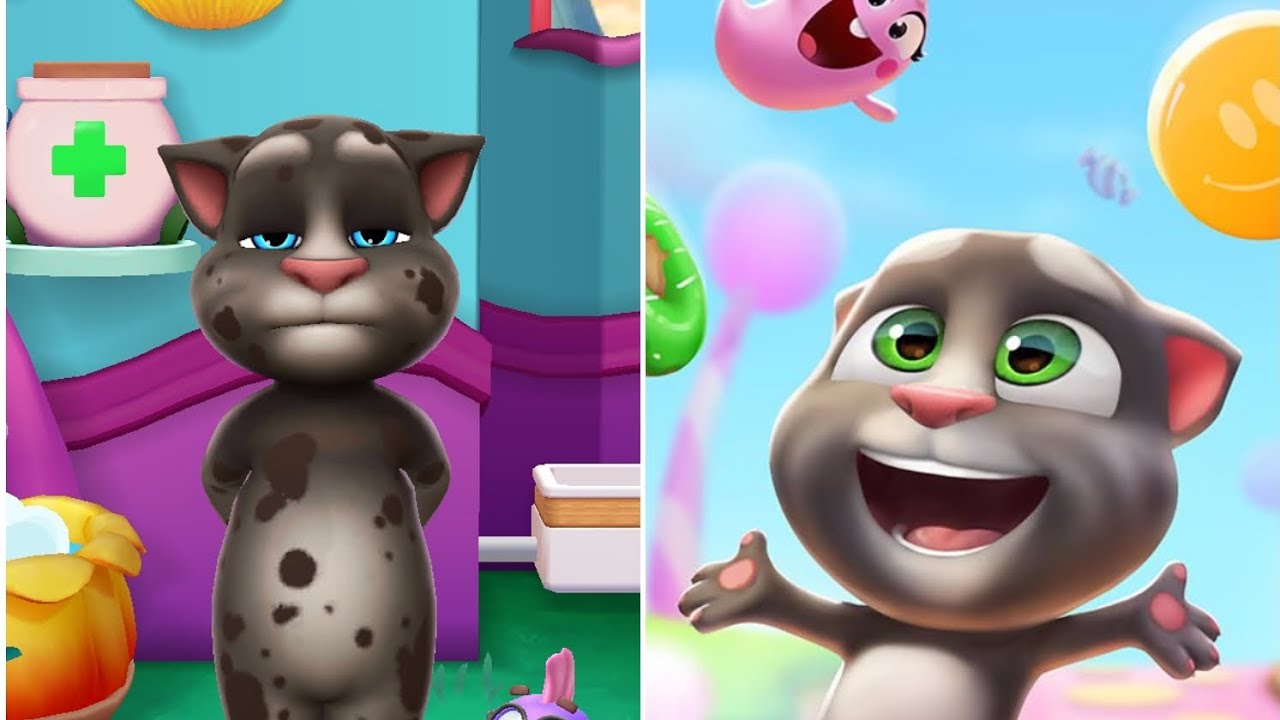 my talking tom two juice and water melon eat food burger and butter pickles - YouTube