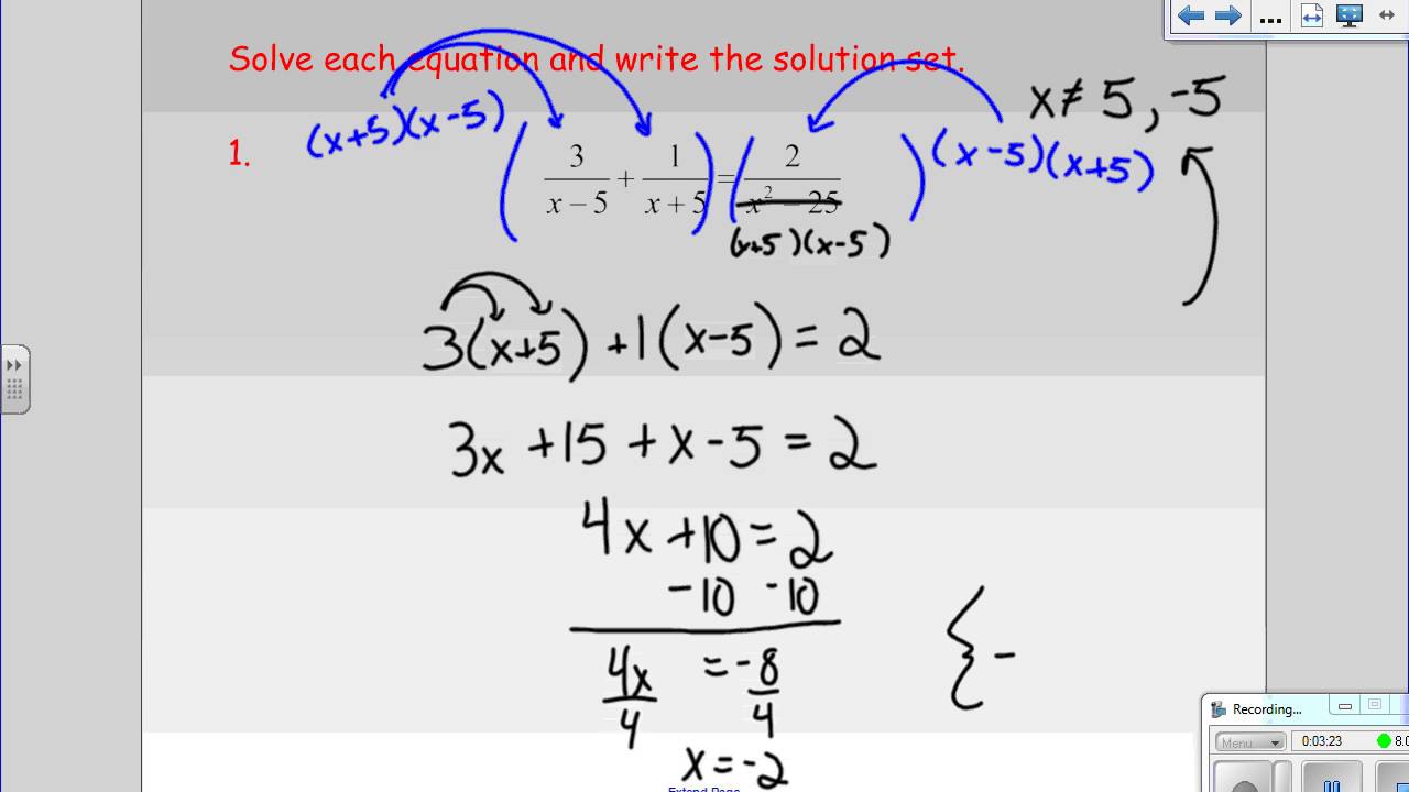 Solving Rational Equations p2 - YouTube