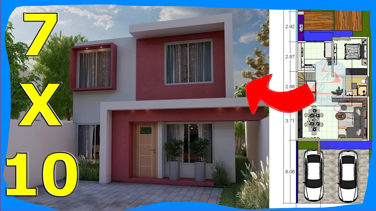 Casa 7x10 metros DOS Pisos con 4 Recamaras (Fachadas de Casas Modernas ...