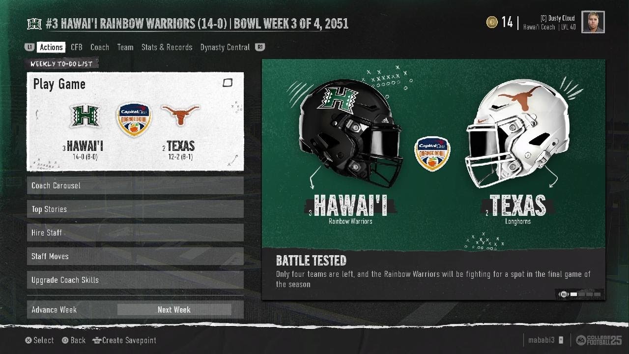 College Football 25 - HC Dusty Cloud - 2051 Game #15 (CFP Semifinal ...