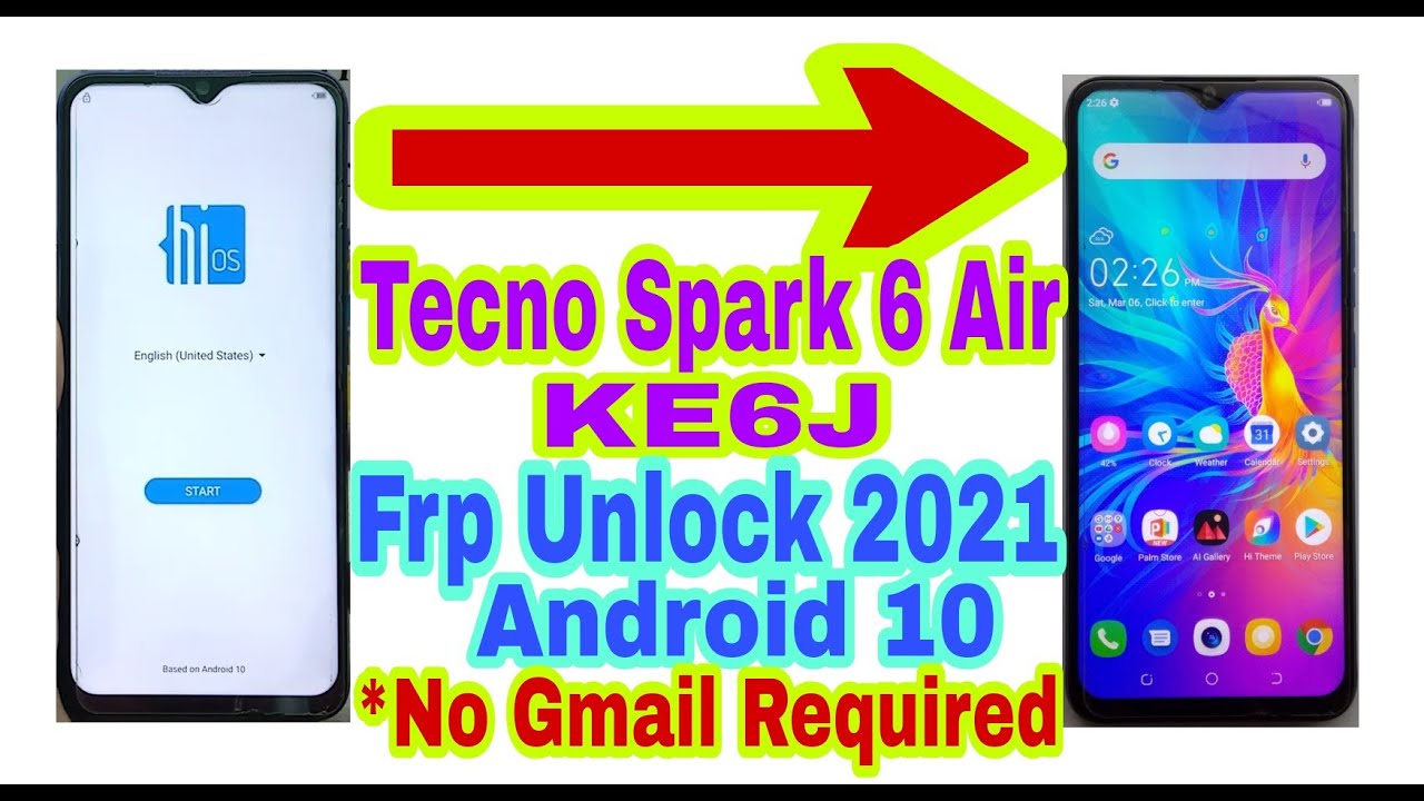 Tecno Spark 6 Air(KE6J)10q Frp Bypass Without Pc 2021||No Gmail/Bypass ...