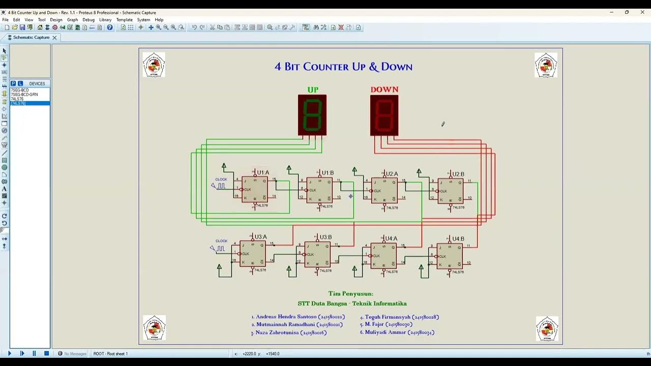 Rangkaian 4 Bit Digital Counter Up and Down - YouTube