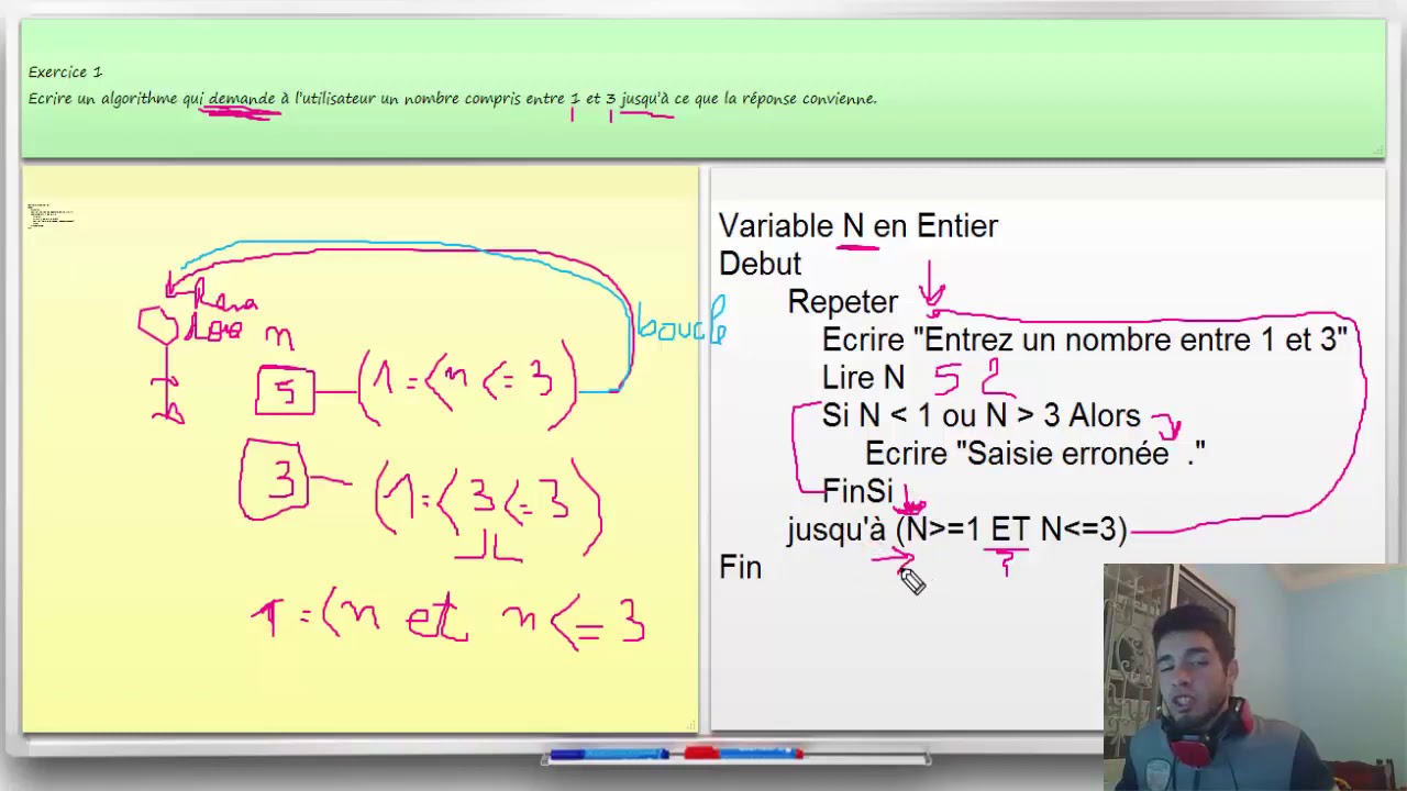 8#Algorithme Exercice boucle repititive Repeter Jusqu'àDarija - YouTube