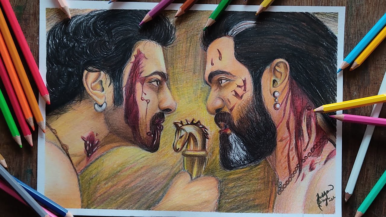 How to draw Bahubali (PRABHAS) step by step |Tutorial| Colourful ...