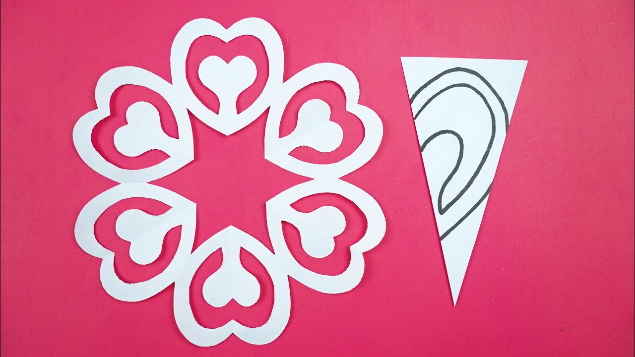 Valentine's Day Special Love Shape Paper Snowflake | How to Make Paper ...
