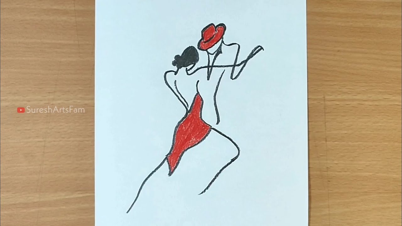 How to draw | Couple dance | Line art drawing @SureshArtsFam - YouTube