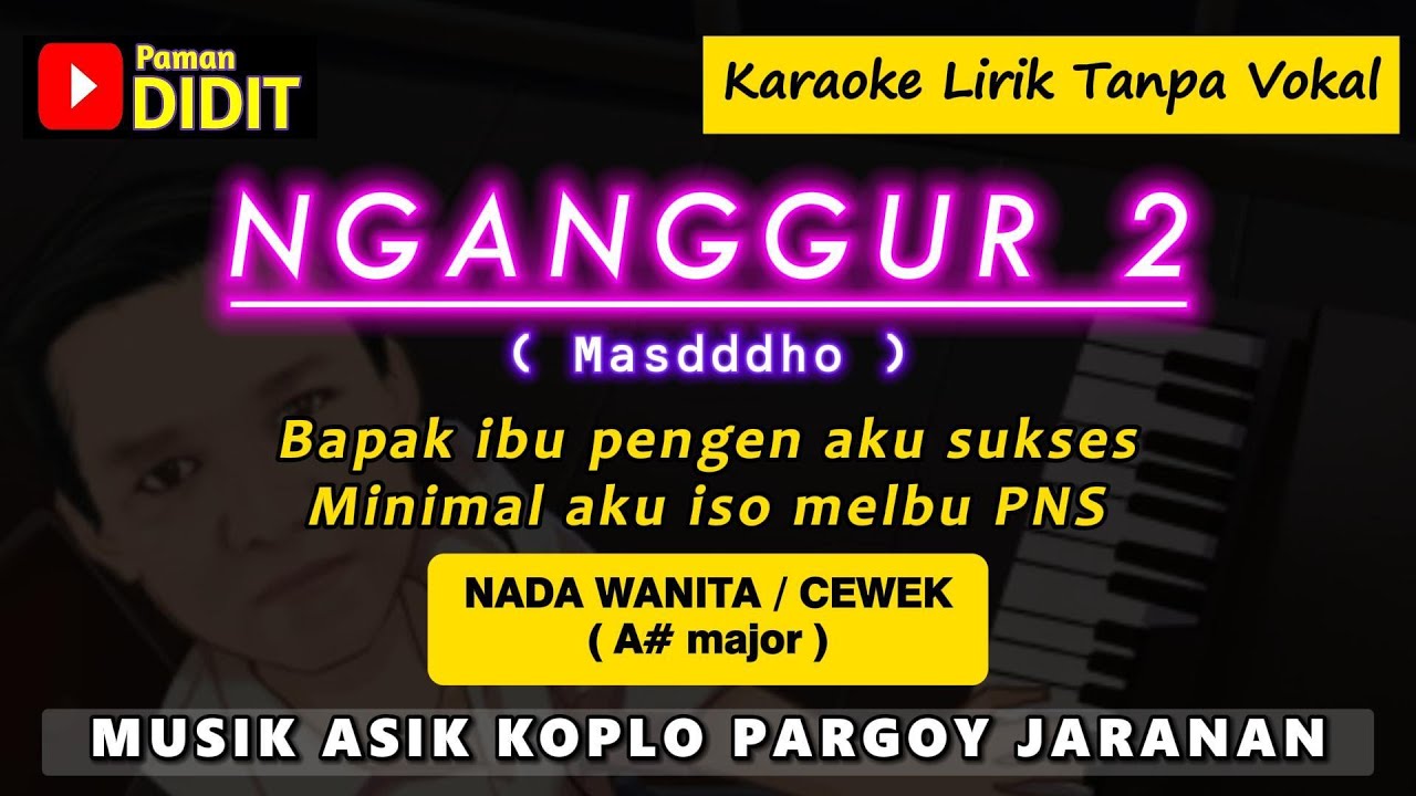 NGANGGUR 2 - Karaoke nada WANITA / CEWEK (Masdddho) Koplo Pargoy Jaranan - YouTube