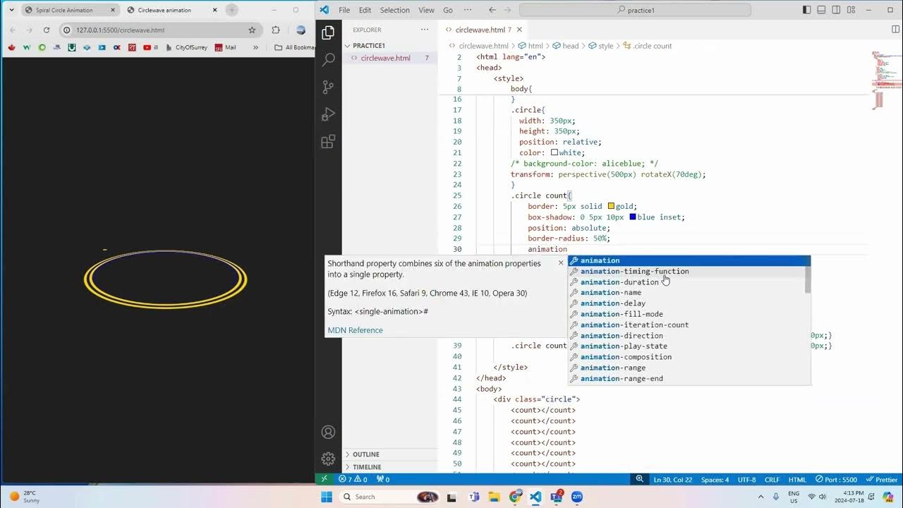 Creating 3D Waving Circle Spiral Animation Using CSS - YouTube