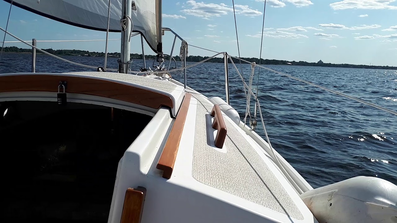 Compac 19 broad reaching under reefed main in gusty conditions - pt 3 ...