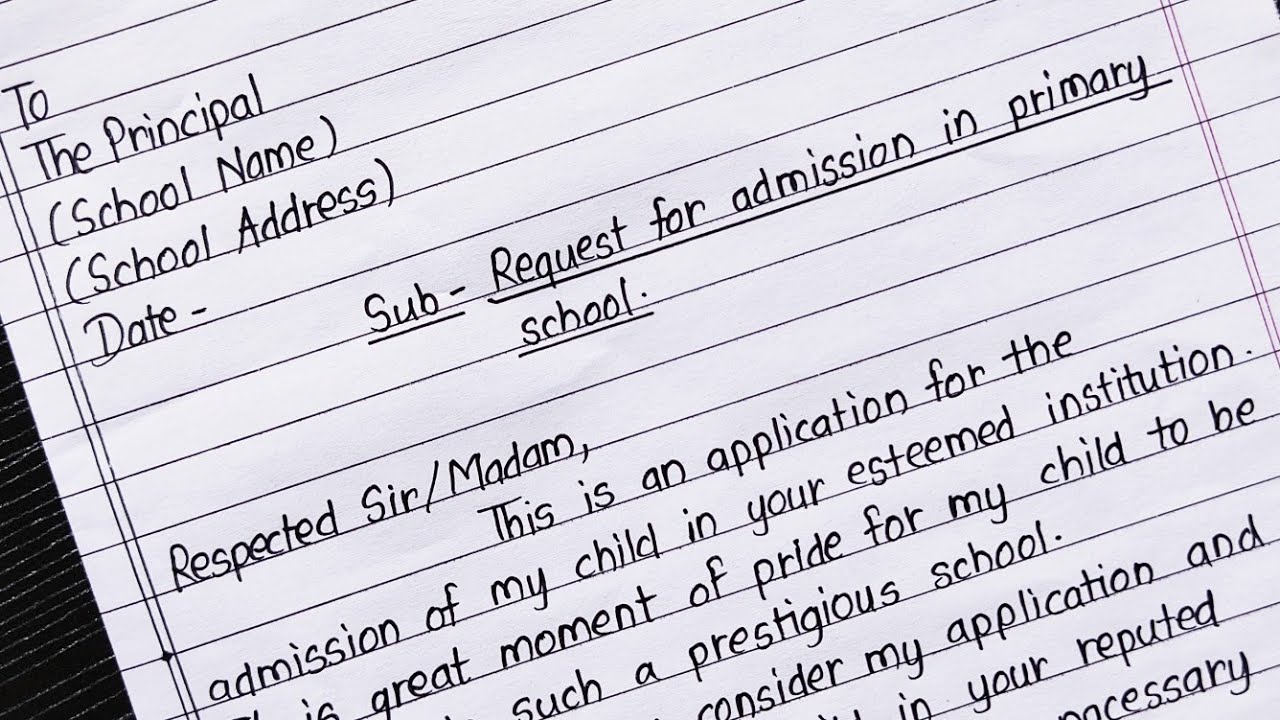 Application to th Principal for Child Admission in School - YouTube