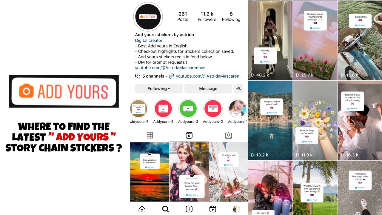 Where to find the latest " ADD YOURS " story chain stickers ? New ...