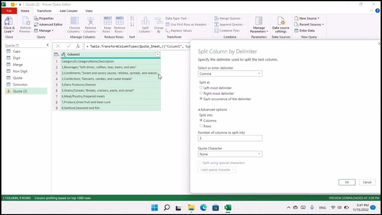 إزاي تقدر تقسم بيانات نصية من عمود لعدد من الأعمدة بإستخدام أمر Split Column من داخل الـ ...