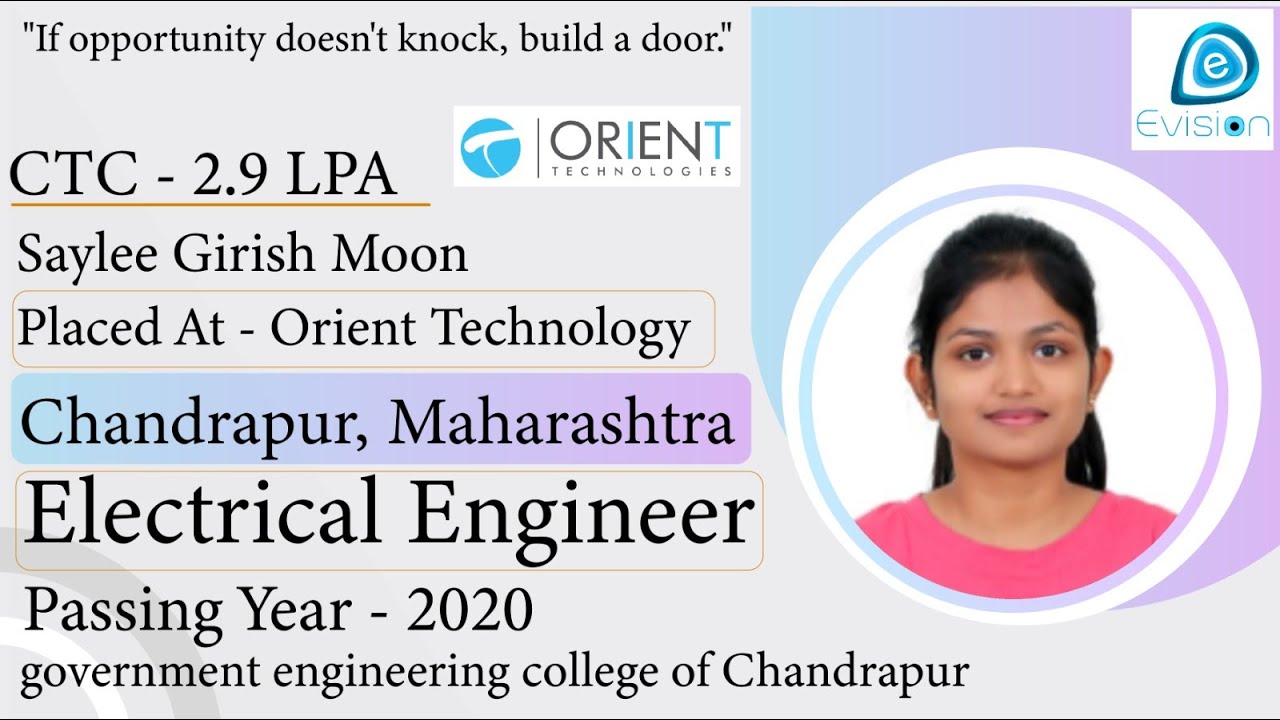 Congrats, Saylee |Selected in ORIENT TECHNOLOGY | 2.9 LPA |ELECTRICAL ...