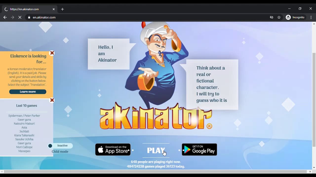 HOW TO PLAY AKINATOR ON PC - YouTube