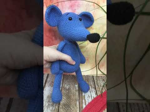 Stuffed blue mouse toy, plush crochet soft rat animal doll, mouse gift ...