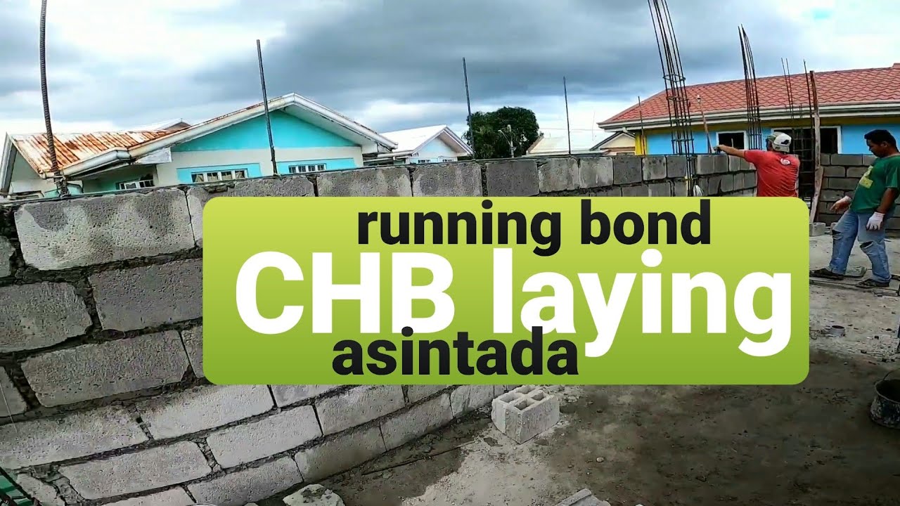 CHB laying | running bond method | rebars | garage extension - YouTube