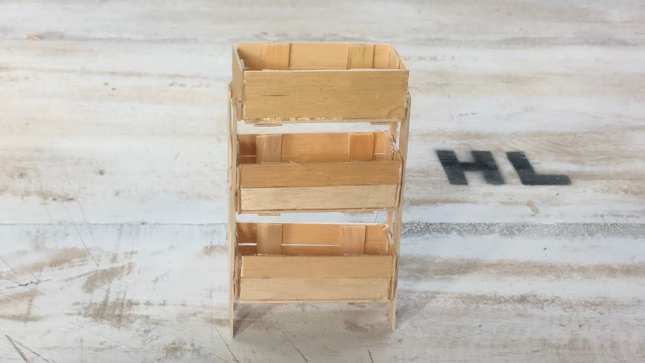 how to make a miniature plate rack from ice cream sticks| creative ...