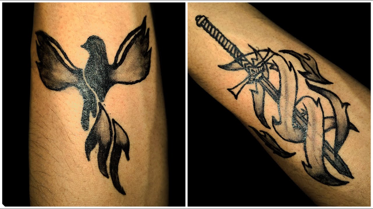 Very nice tattoo made with pen at home / Diy amazing tattoo design ...