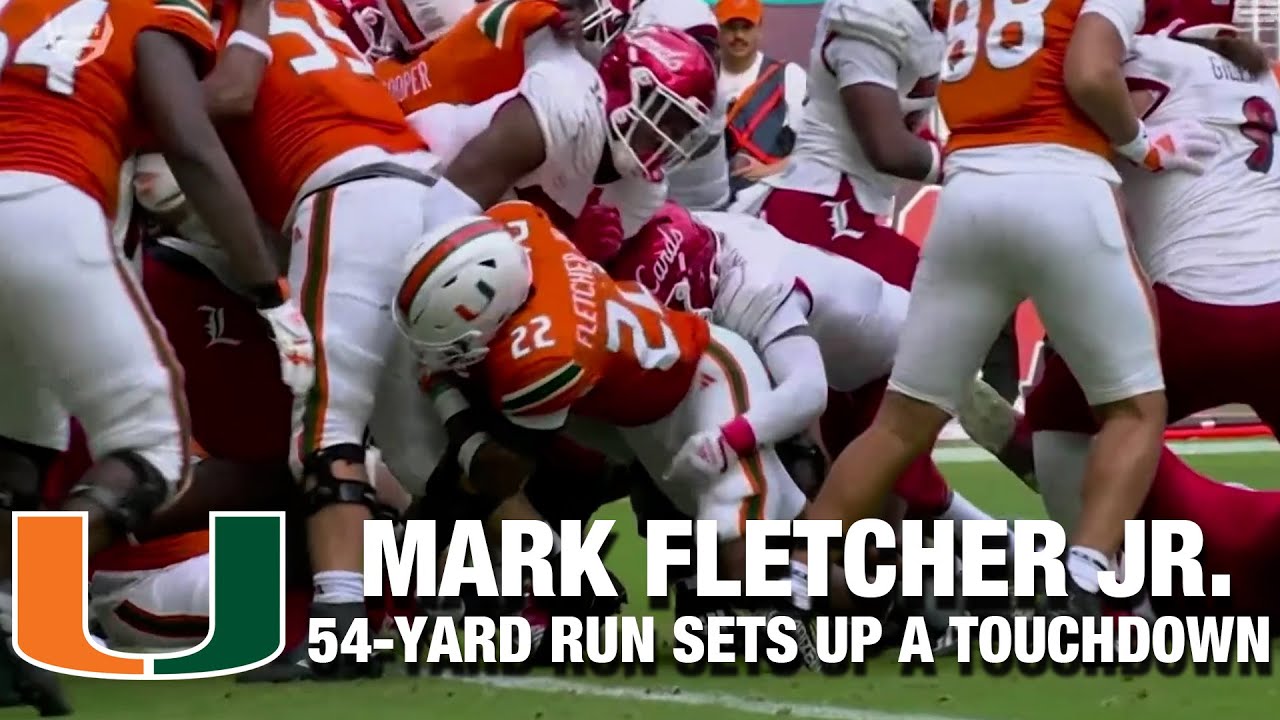Miami's Mark Fletcher Jr. 54-Yard Run Sets Up A Touchdown - YouTube