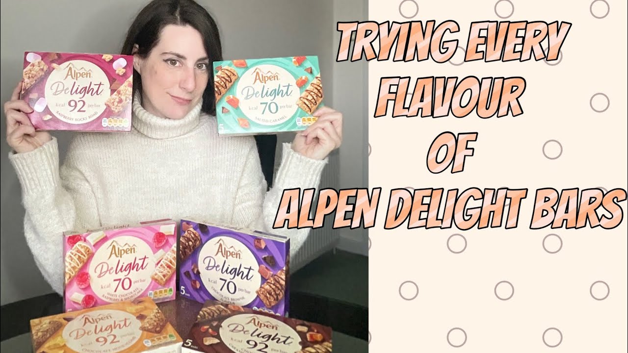 Trying Every Flavour Of New Alpen Delight Low Calorie Snack Bars - YouTube