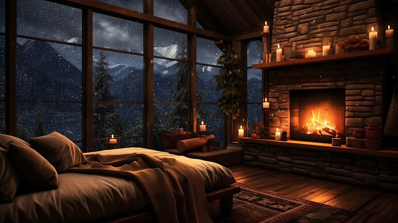 Cozy Cabin Ambience - Rain and Fireplace Sounds at Night for Sleeping ...