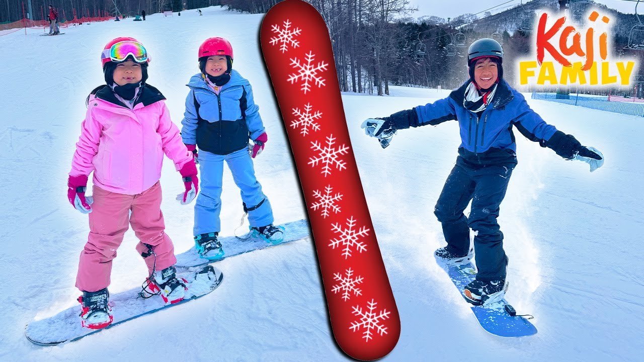 Ryan Emma and Kate FIRST Time Snowboarding! - YouTube