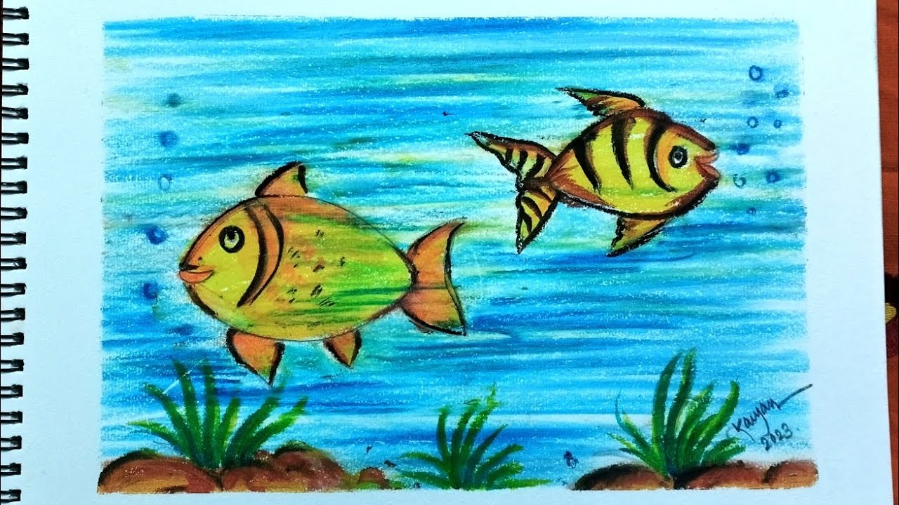 || HOW TO DRAW AND COLOR A UNDER WATER SCENERY WITH FISH 🐠🐋🐟 || || EASY ...