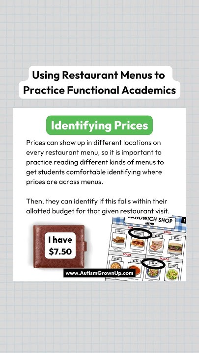 Life Skills Classroom - Using Restaurant Menus to Practice Functional ...