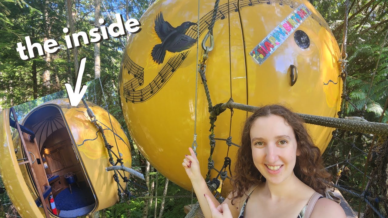 I lived inside a ball treehouse in the forest 🌳🏠 Free Spirit Spheres ...