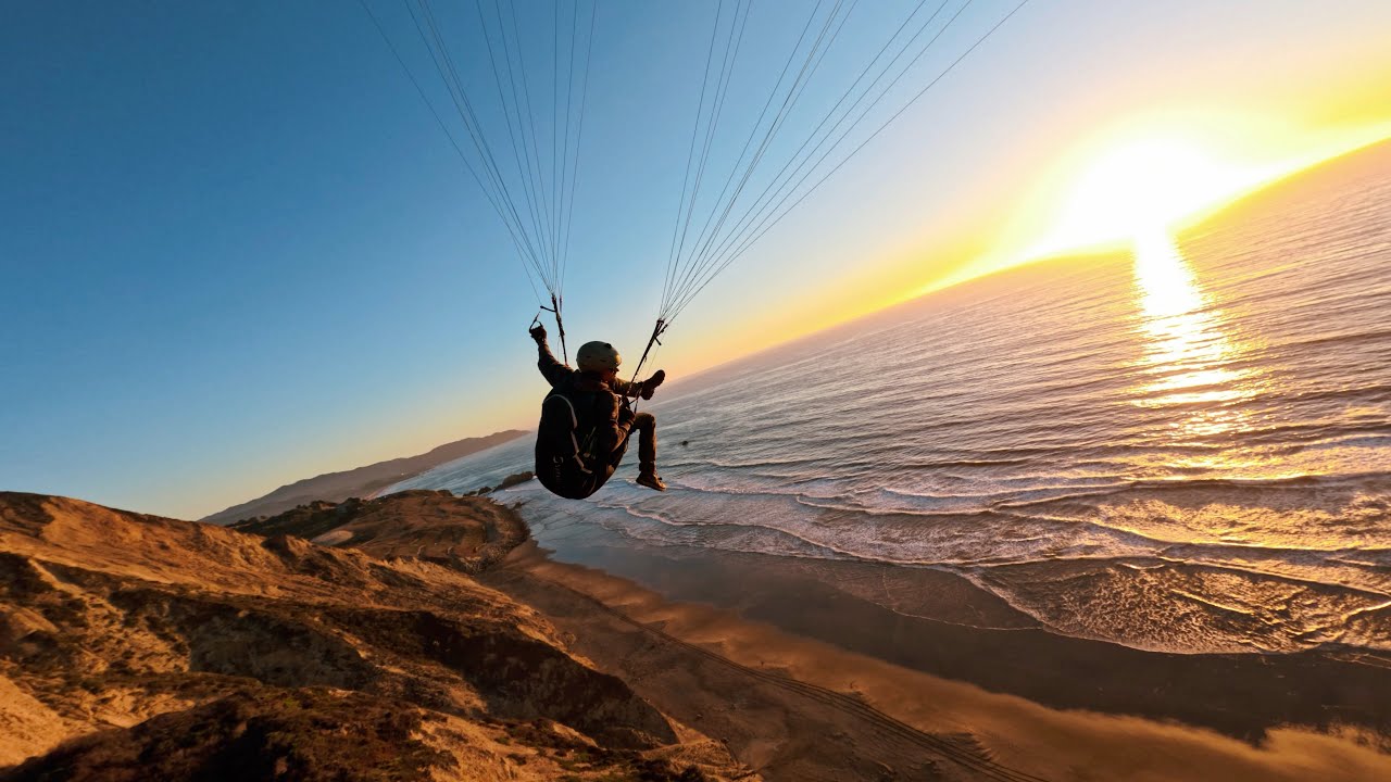 Sunset paragliding at Mussel Rock (relaxing) - YouTube