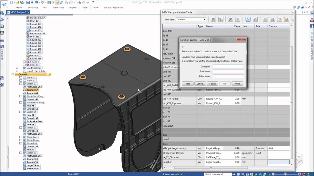 Solid Edge ST 9 Verbesserungen in der Variablentabelle - YouTube