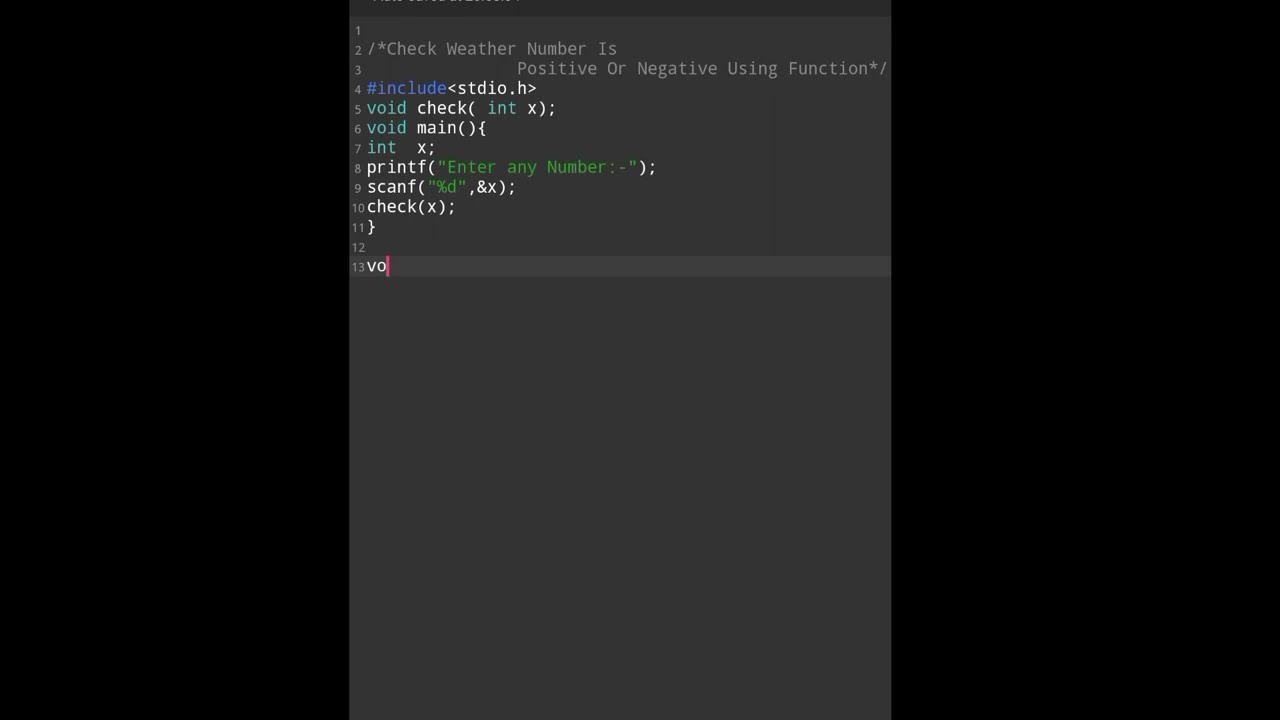 Check wheather number is given by user is positive or negative using ...
