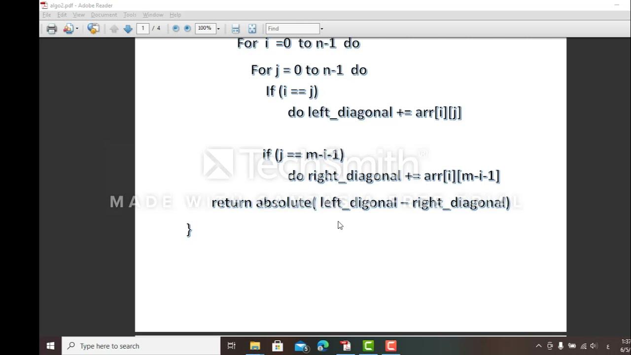 diagonal difference - YouTube