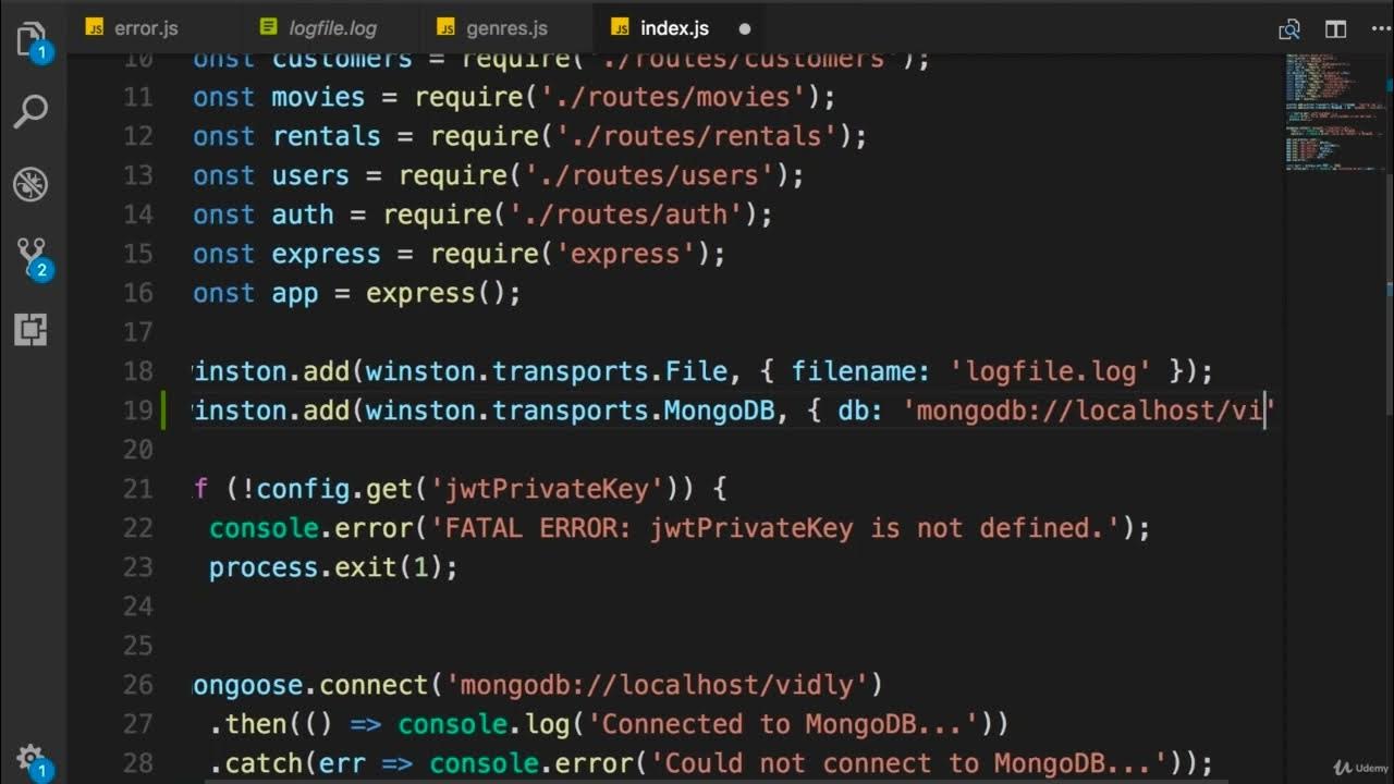 Node.js #139 - Logging to MongoDB [By Mosh Hamedani] - YouTube