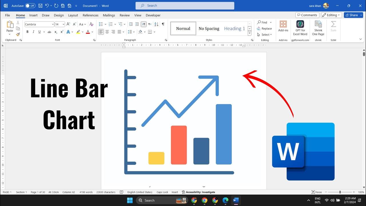 How to create a Line bar chart in Microsoft Word 2023 - YouTube