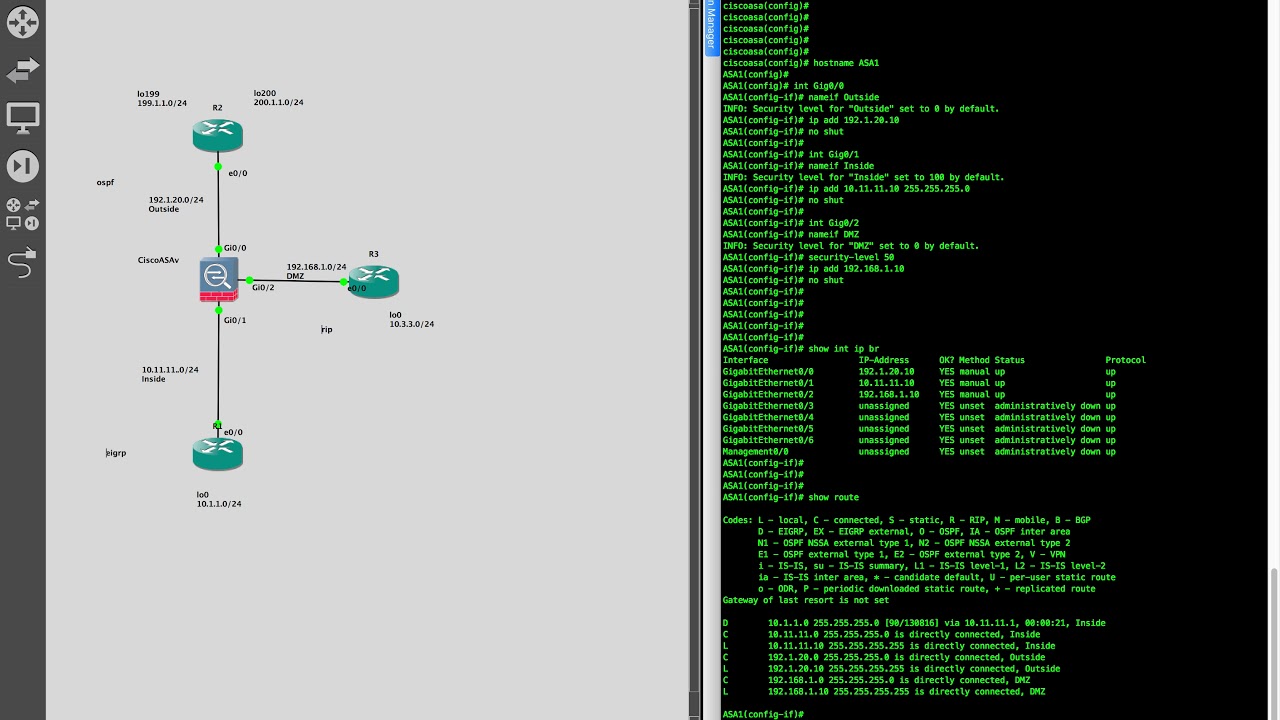 Cisco ASA - Routing on GNS3 - YouTube