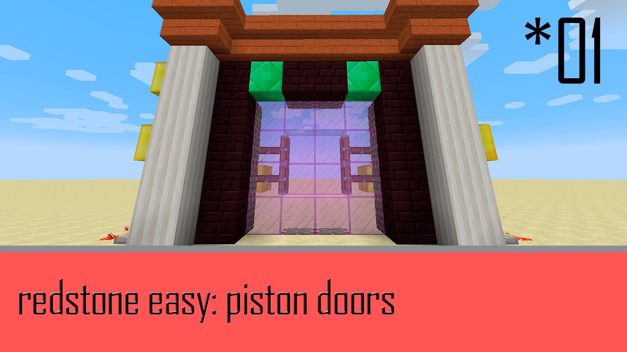 Tutorial 6 puertas de pistones minecraft - redstone easy - YouTube