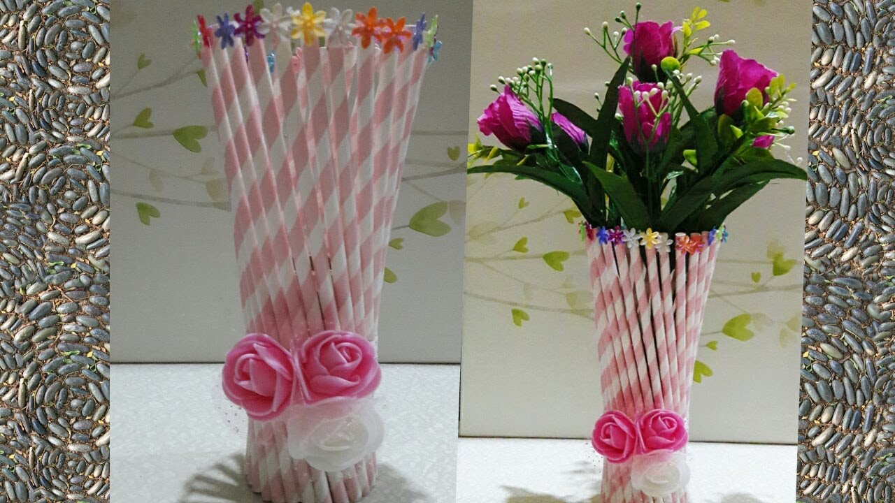 DIY flower vase out of Paper Straw | Easy DIY flower vase - YouTube