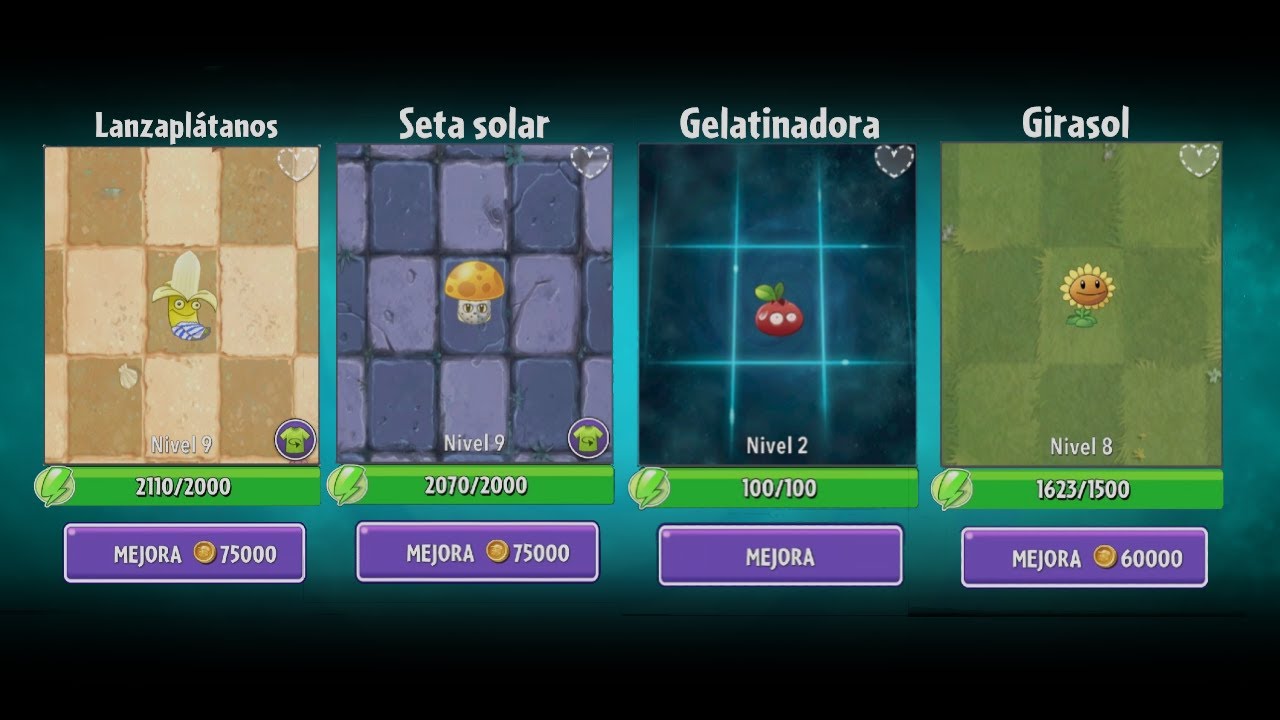 PVZ 2 [Desbloqueando Lanzaplatano Nivel 10, Seta Solar 10, Gelatinadora ...