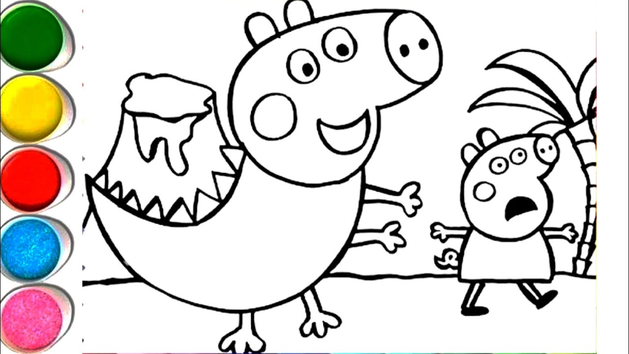 Peppa pig doing work drawing for kids and toddlers||Peppa pig cartoon ...