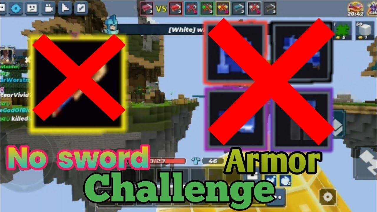 No sword and armor challenge in Bedwars (Blockman Go) - YouTube
